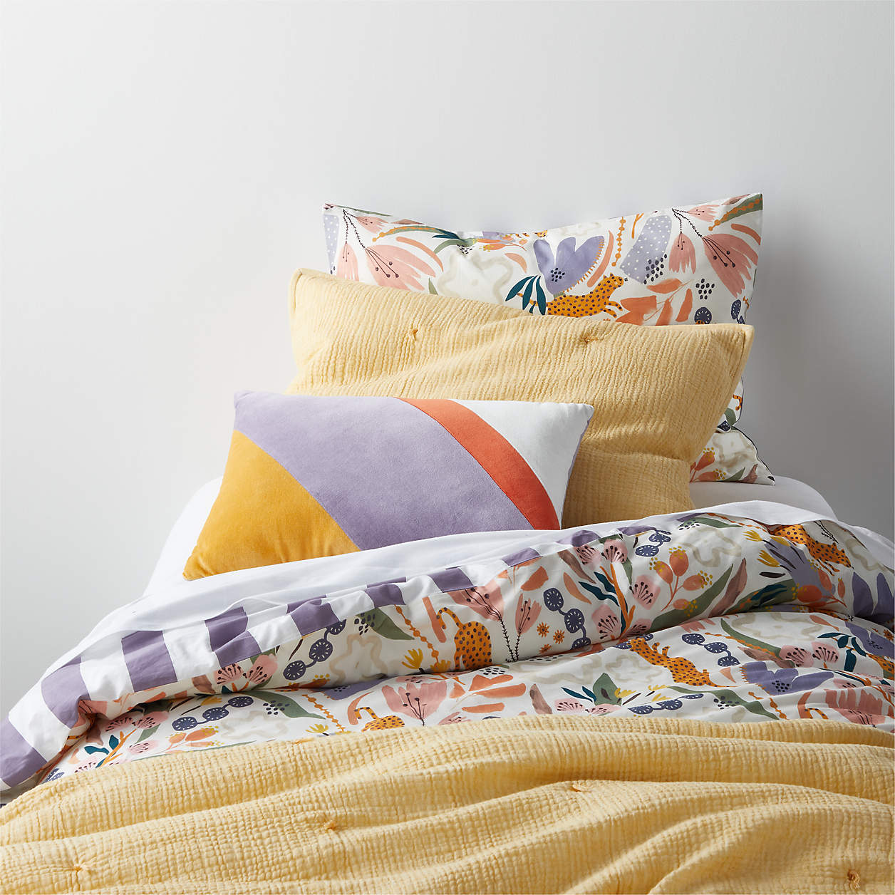 Leopard Floral Organic Cotton Kids Full/Queen Duvet Cover + Reviews ...