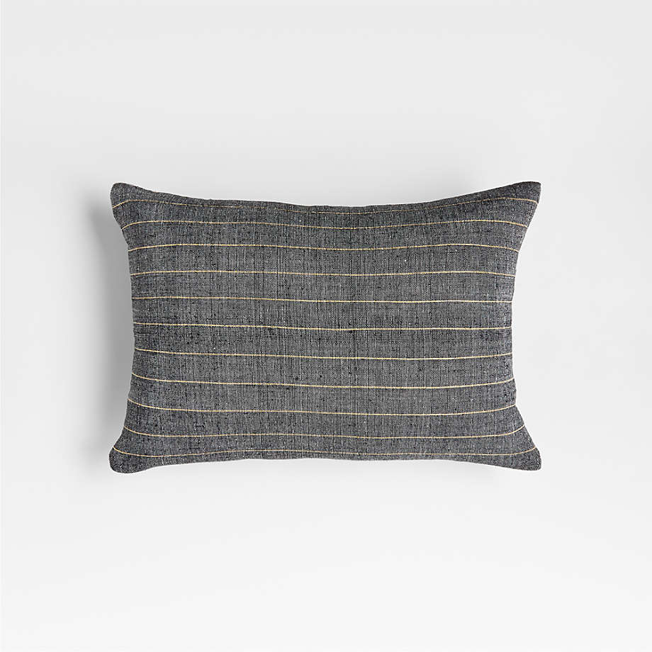 Bolé Road Leul Ethiopian Cotton 18"x12" Gold Throw Pillow with Microfiber Insert | Crate & Barrel