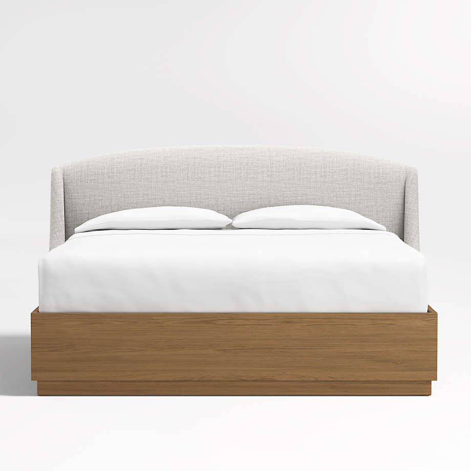 Lafayette 48" Mist Grey Upholstered Headboard with Batten Oak Storage ...