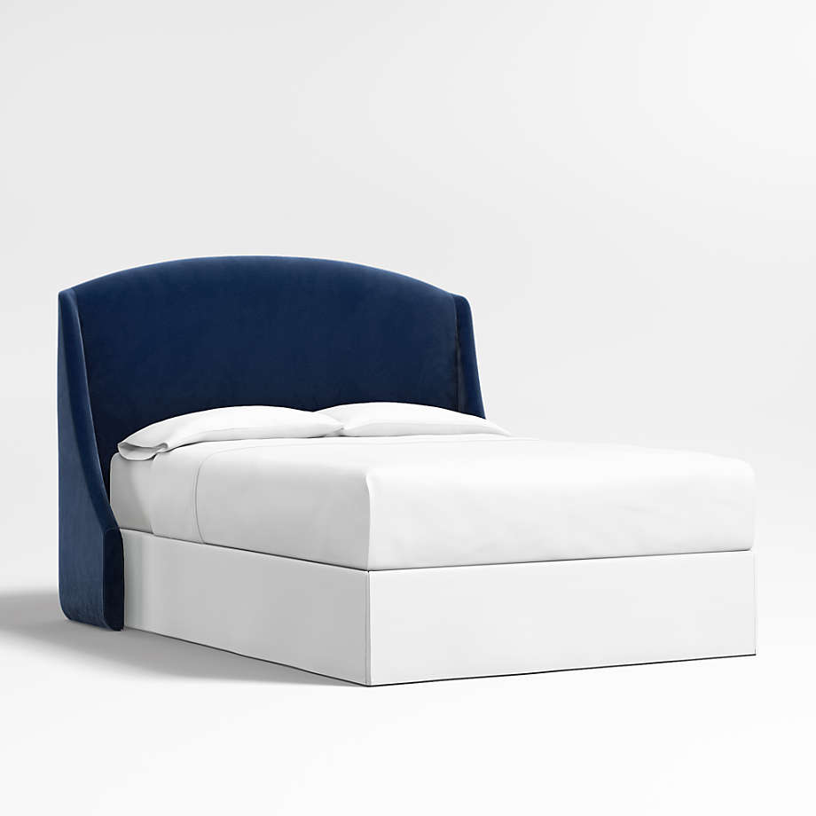 Lafayette 56" Velvet Navy Upholstered Queen Headboard | Crate & Barrel