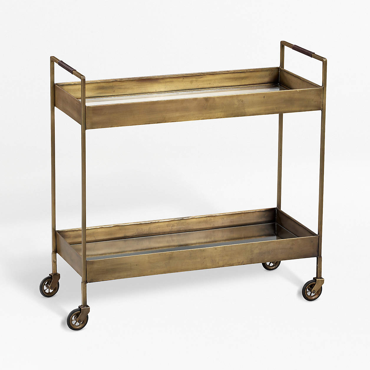 Libations Antique Brass Storage Bar Cart + Reviews | Crate & Barrel