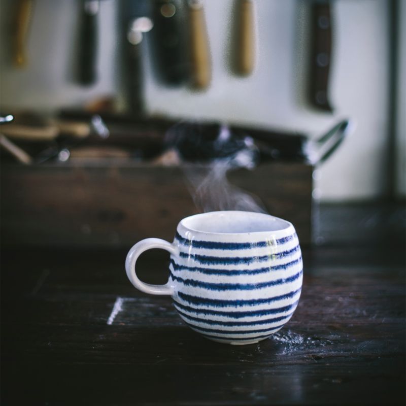 Lina Blue Stripe Coffee Mug | Crate & Barrel