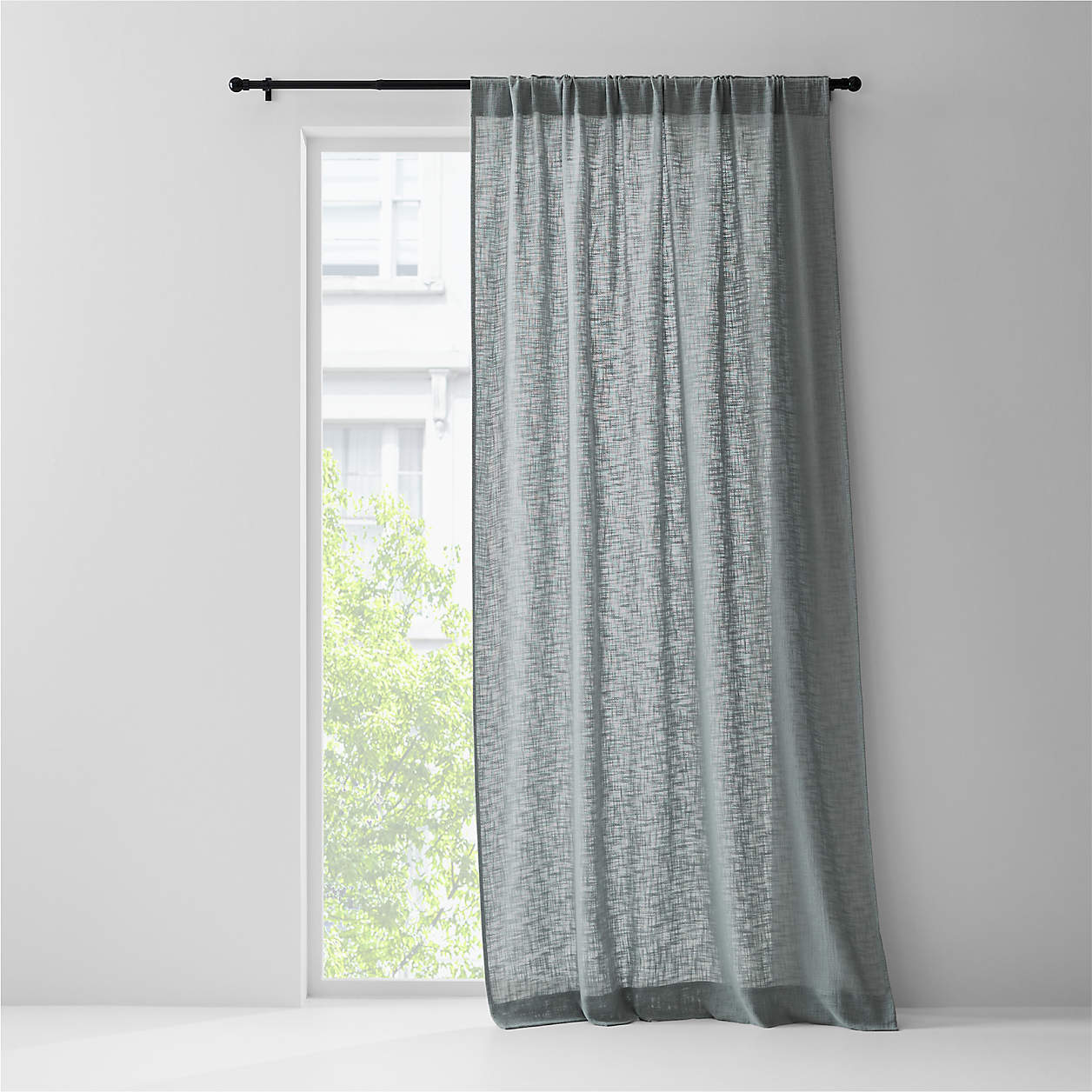Lindstrom Mist Blue Organic Cotton Sheer Window Curtain Panel 52"x108 ...
