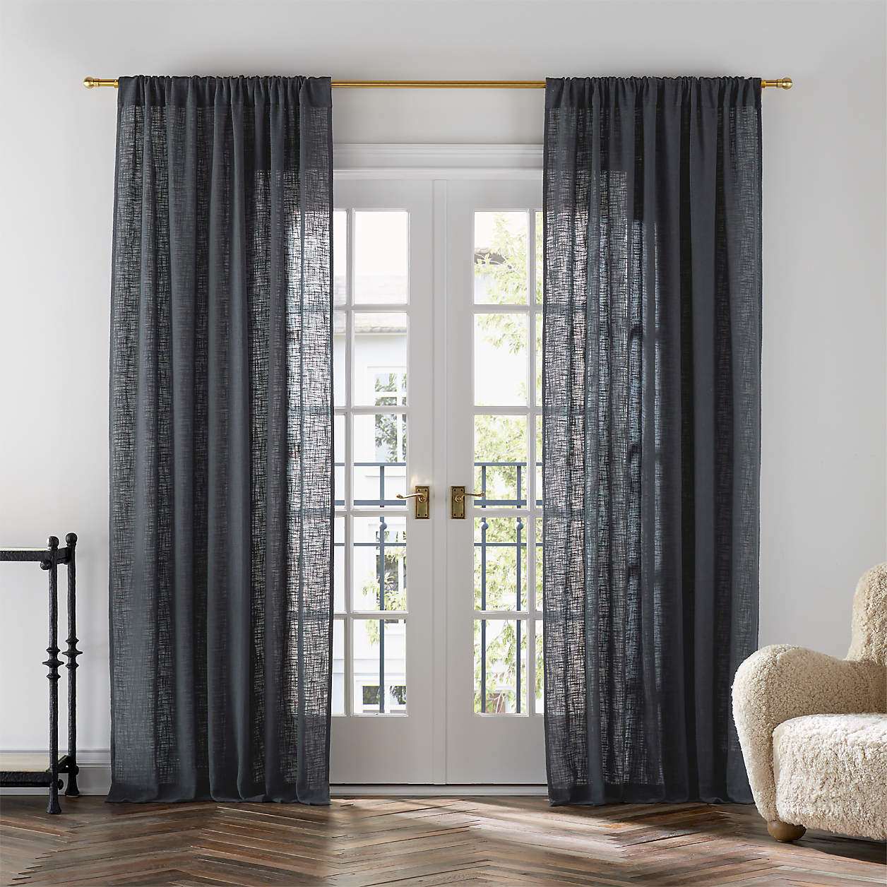 Lindstrom Organic Cotton Pinstripe Grey Curtain Panel 52"x84" + Reviews ...
