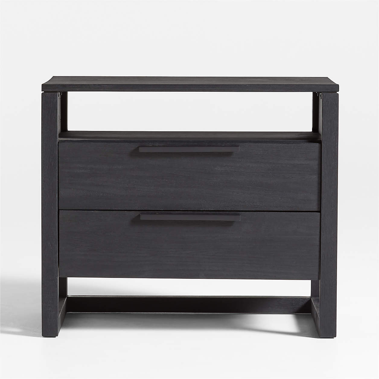 Linea Black Teak Wood Queen Bed + Reviews | Crate & Barrel