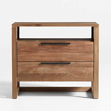 Keane Solid Driftwood Charging Nightstand Crate Barrel