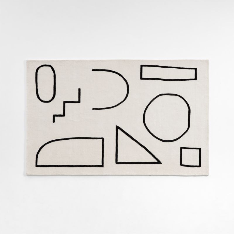 Linear Shapes Beige Geometric Rug 4x6 + Reviews | Crate & Kids