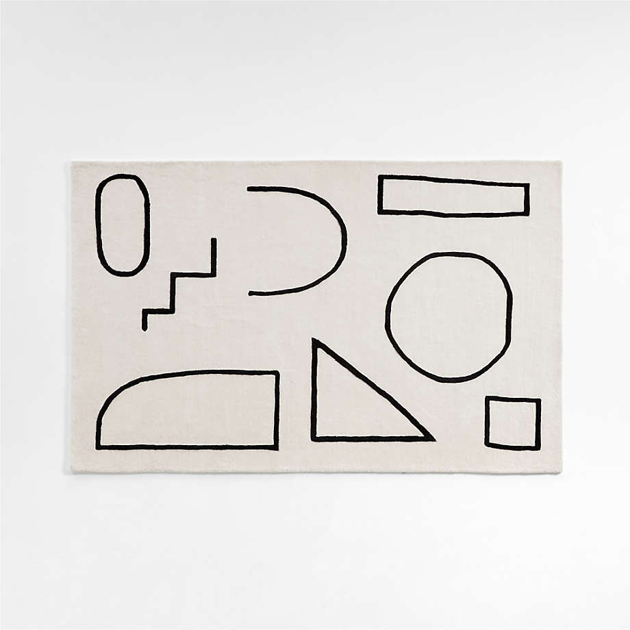 Linear Shapes Beige Geometric Rug 4x6 + Reviews | Crate & Kids