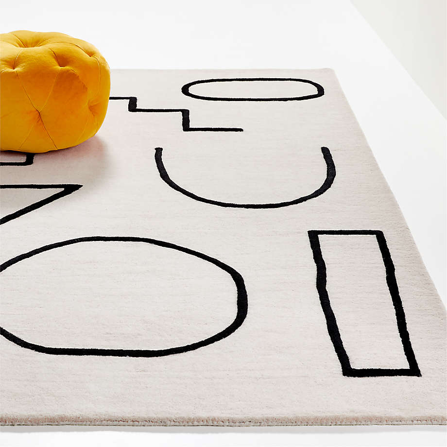 Linear Shapes Beige Geometric Kids Rug | Crate & Kids