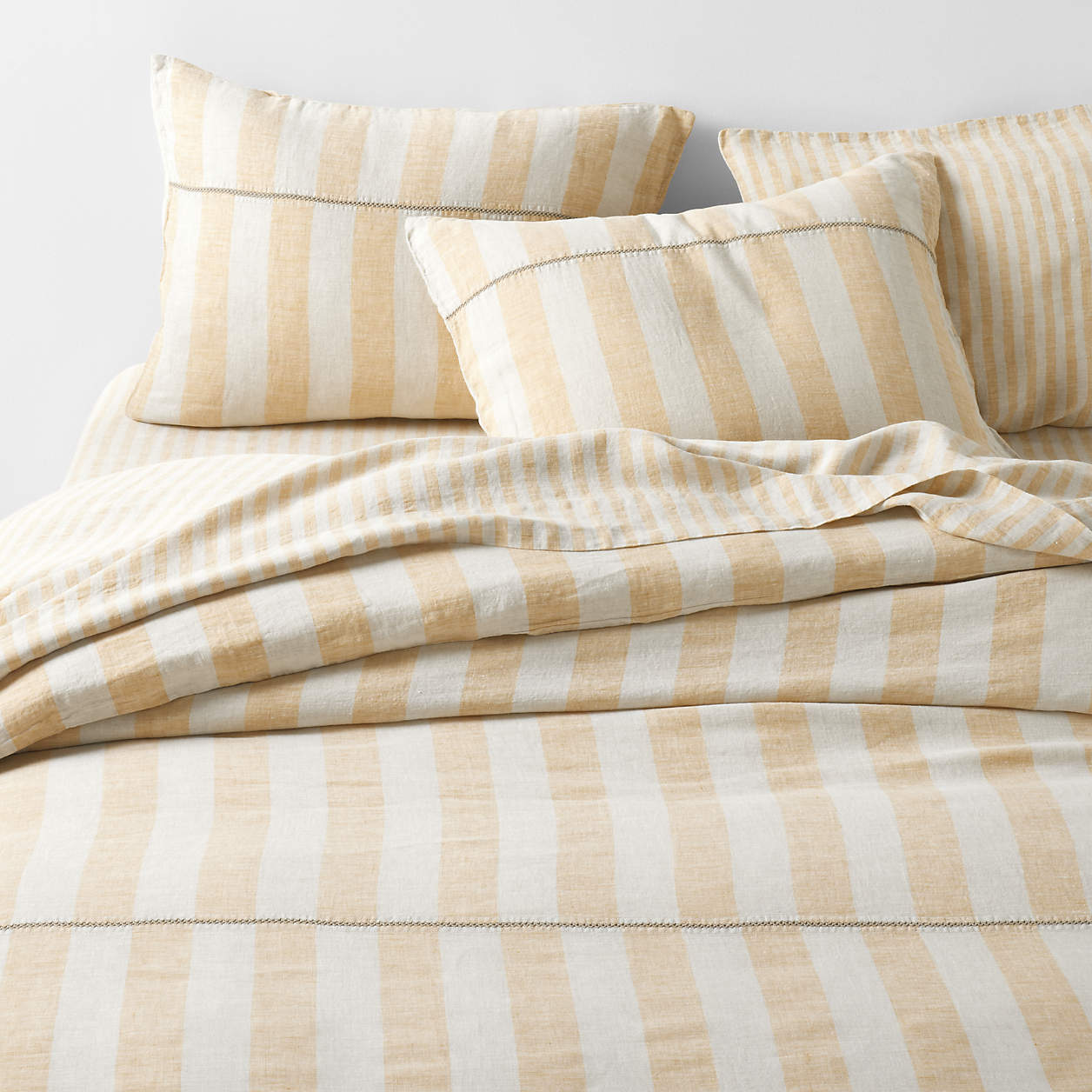 Cabana Stripe Savannah Yellow EUROPEAN FLAX-Certified Linen Bed Pillow Sham | Crate & Barrel Canada