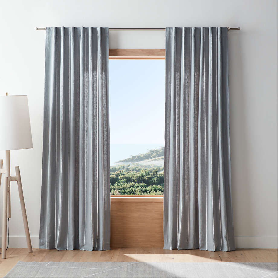 Mist Blue & Crisp White Linen Double Pinstripe Window Curtain Panel 52"x84" + Reviews | Crate ...