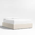 Linen Ivory Upholstered Queen Storage Bed Base + Reviews | Crate & Barrel