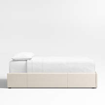 Linen Ivory Upholstered Queen Storage Bed Base + Reviews | Crate & Barrel