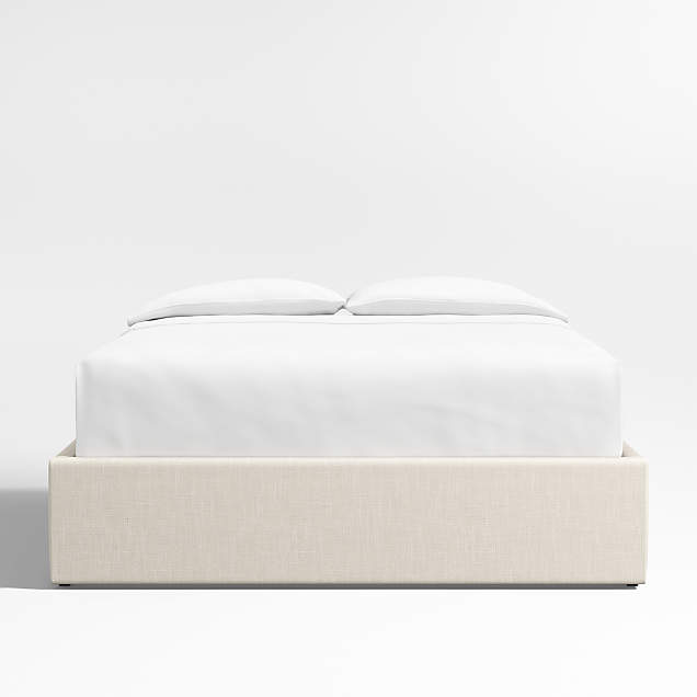 Velvet Beige Upholstered King Storage Bed Base | Crate & Barrel