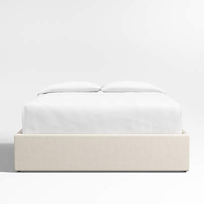 Velvet Beige Upholstered King Storage Bed Base | Crate & Barrel