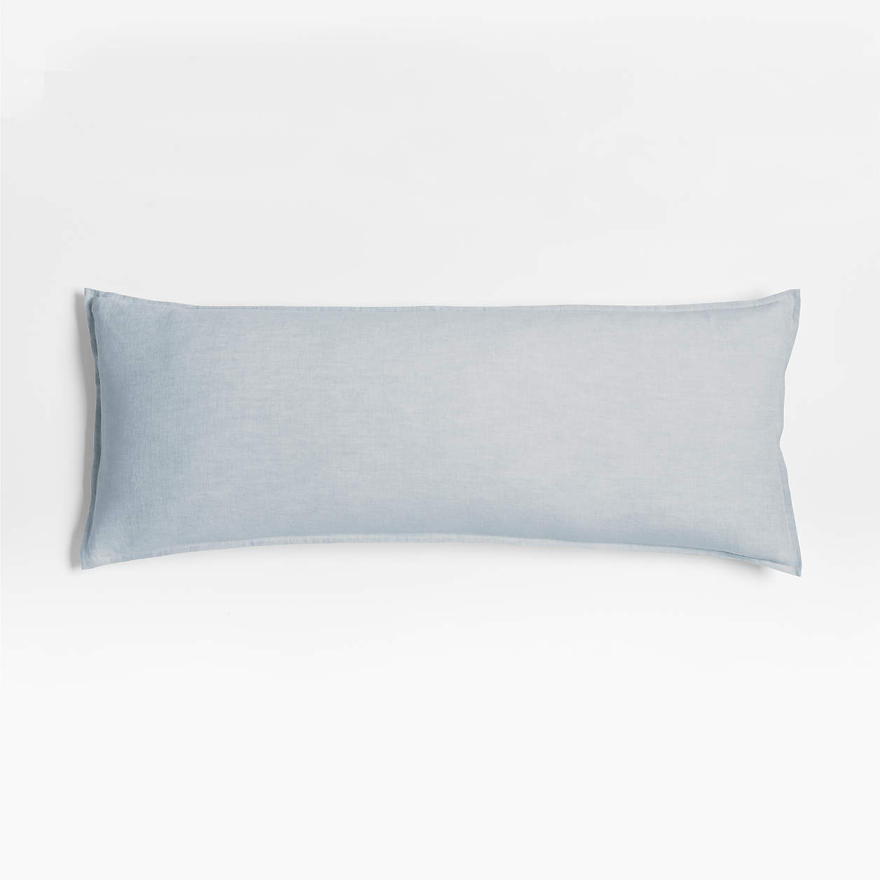 Mist Blue Belgian Flax Linen 54"x20" Body Pillow with Feather Insert ...