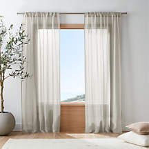Natural Beige Linen Sheer Window Curtain Panel 52"x120" | Crate & Barrel