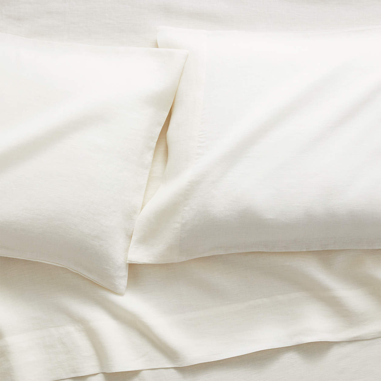 Pure Linen Warm White Queen Bed Sheet Set | Crate & Barrel