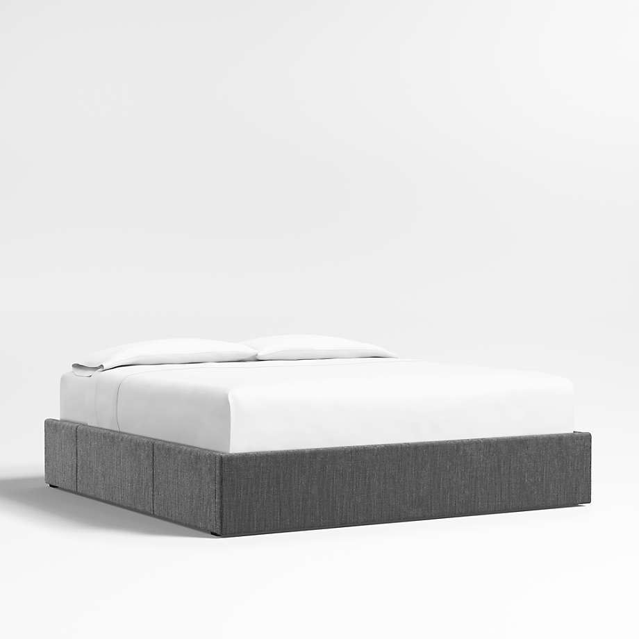 Graphite Grey Upholstered Storage Bed Base | Crate & Barrel