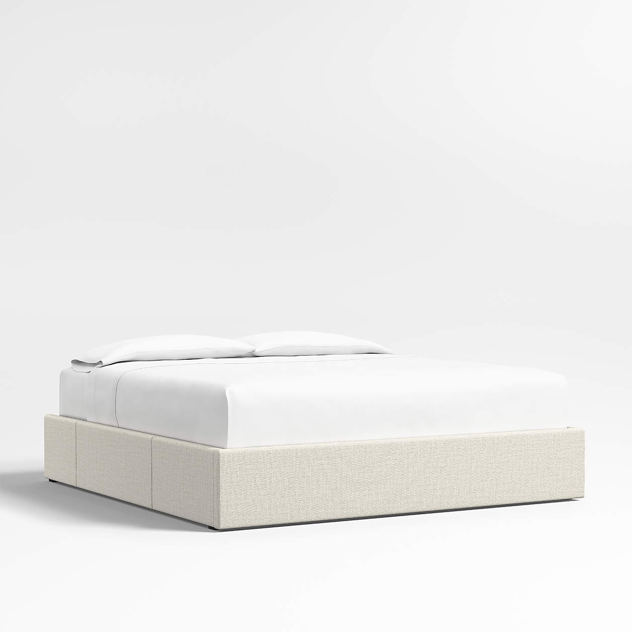 Weave Natural Beige Upholstered Queen Storage Bed Base | Crate & Barrel