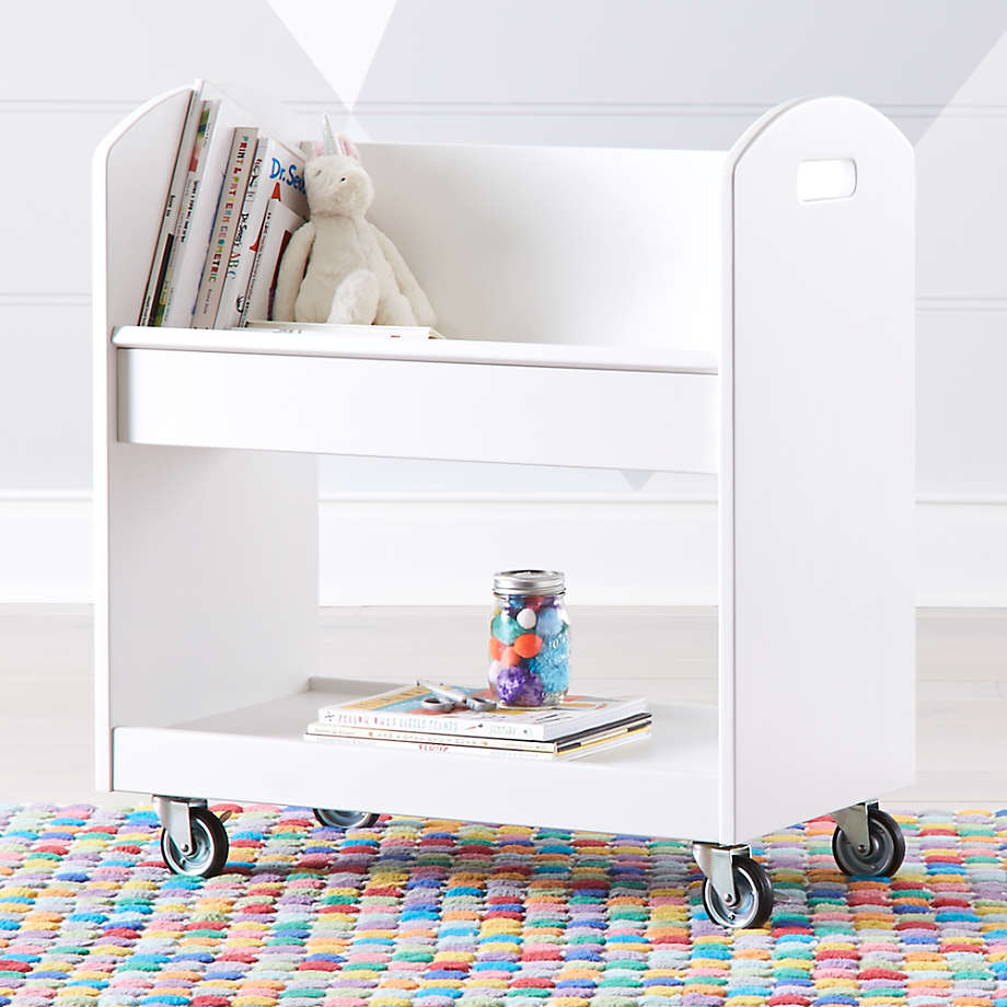 Local Branch White 2-Shelf Rolling Kids Library Cart + Reviews | Crate ...