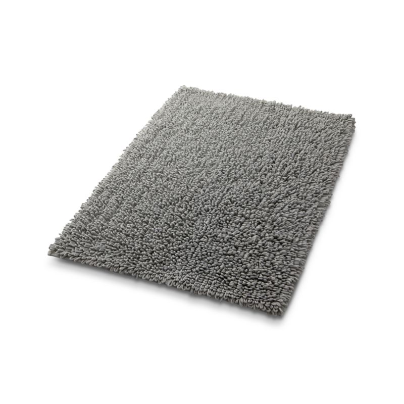 Loop Cotton Bath Rug Silver + Reviews | Crate & Barrel