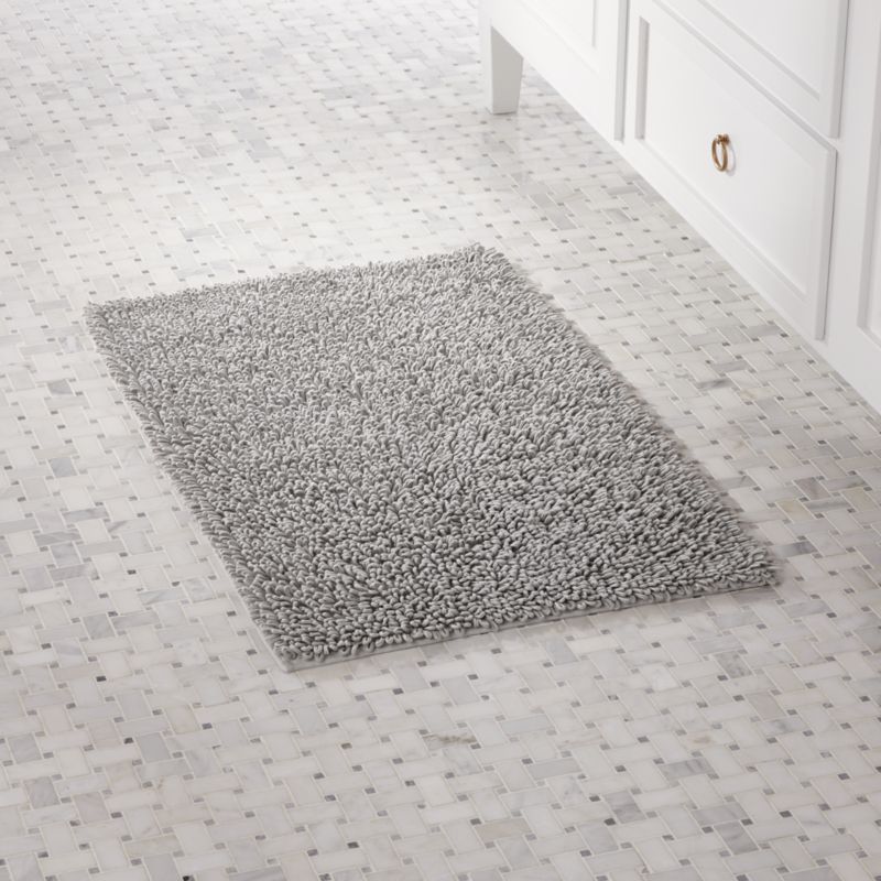 Loop Cotton Bath Rug Silver + Reviews | Crate & Barrel