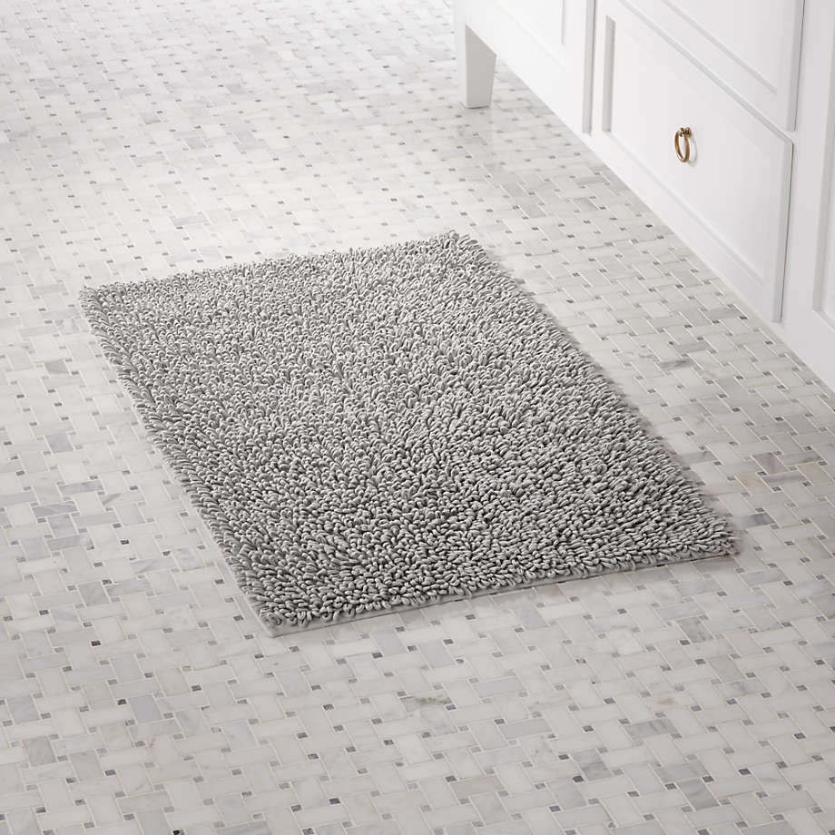 Loop Cotton Bath Rug Silver + Reviews | Crate & Barrel