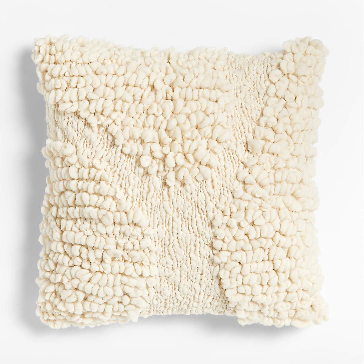 23"x23" Ivory Looped Wool Throw Pillow with Feather Insert | Crate & Barrel