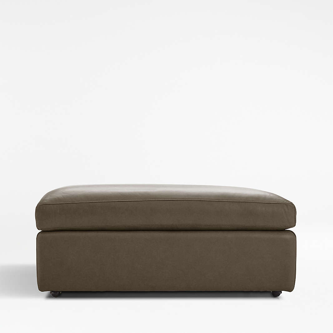 Brown Leather Ottomans | Crate & Barrel