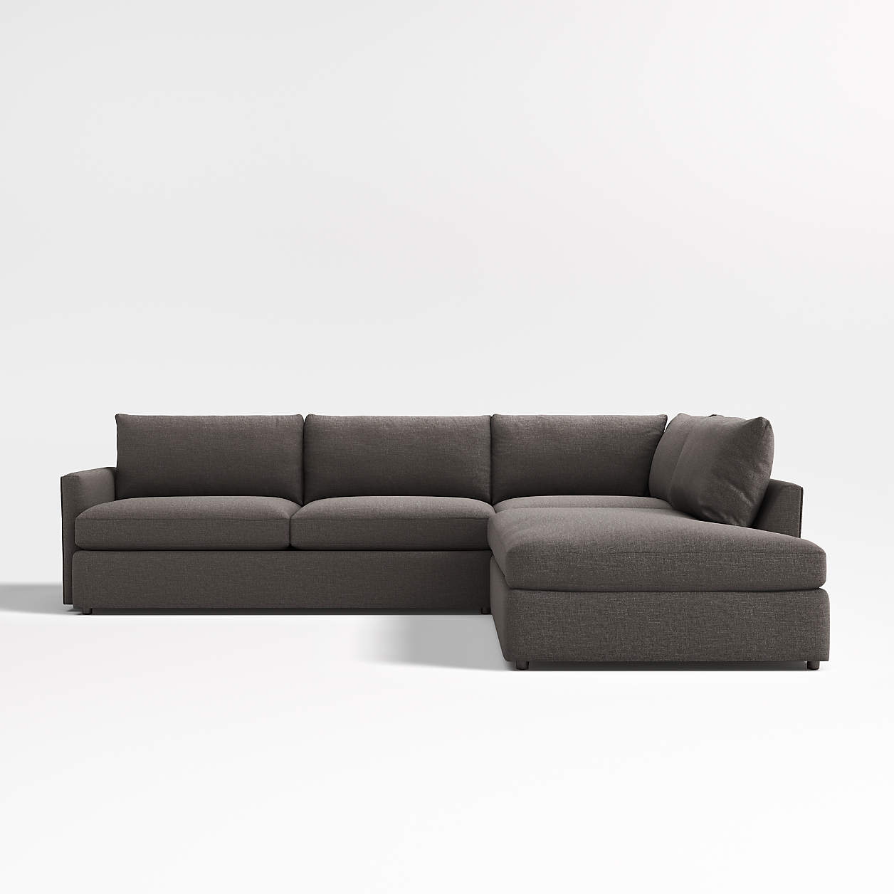 Lounge Deep 3-Piece Right-Arm Bumper Sectional Sofa + Reviews | Crate ...