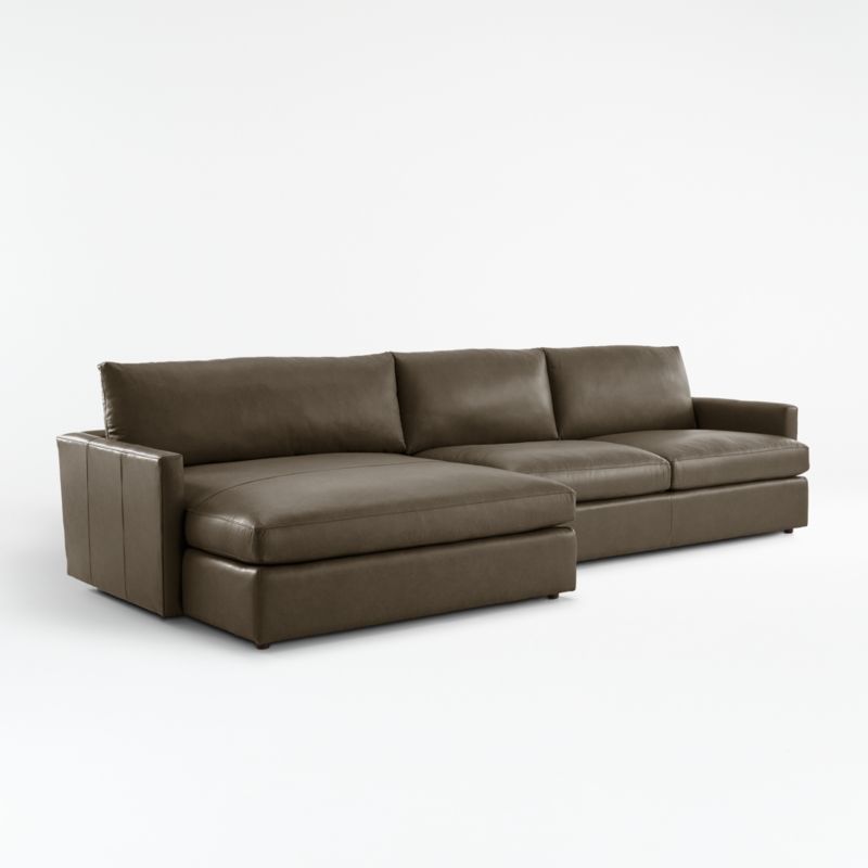 Lounge Leather 2-Piece Left Arm Extra Wide Chaise Sectional Sofa ...