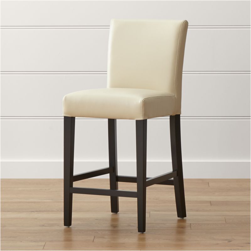 Lowe Ivory Leather Counter Stool + Reviews | Crate & Barrel