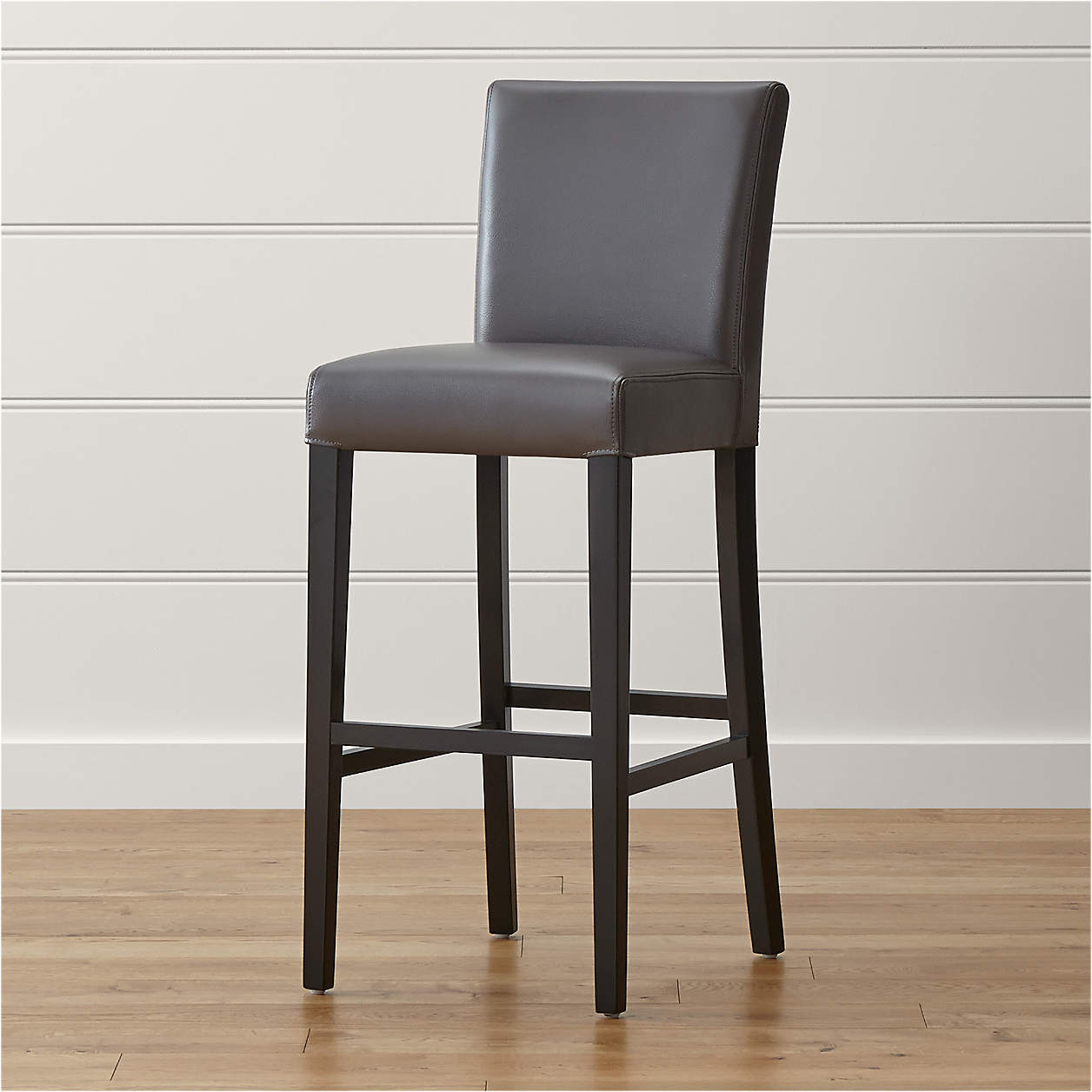 Lowe Smoke Leather Bar Stool + Reviews | Crate & Barrel