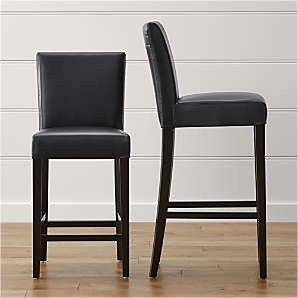 Black Leather Counter Stools Crate Barrel