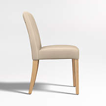 Lowe Tan Light Brown Leather Dining Chair with Natural Wood Legs ...