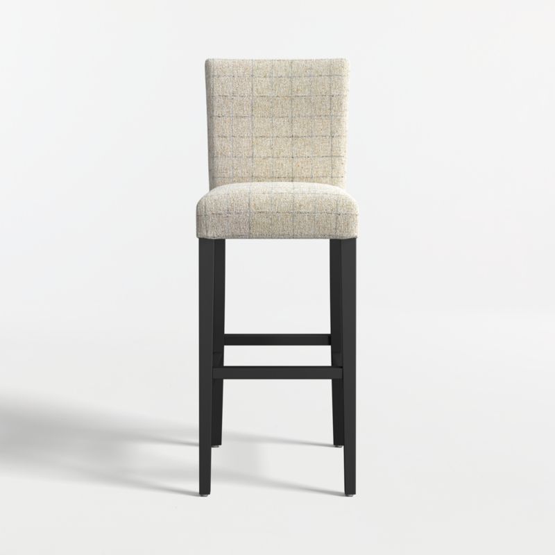 Lowe Topaz Check Upholstered Bar Stool with Ebony Wood Legs + Reviews ...
