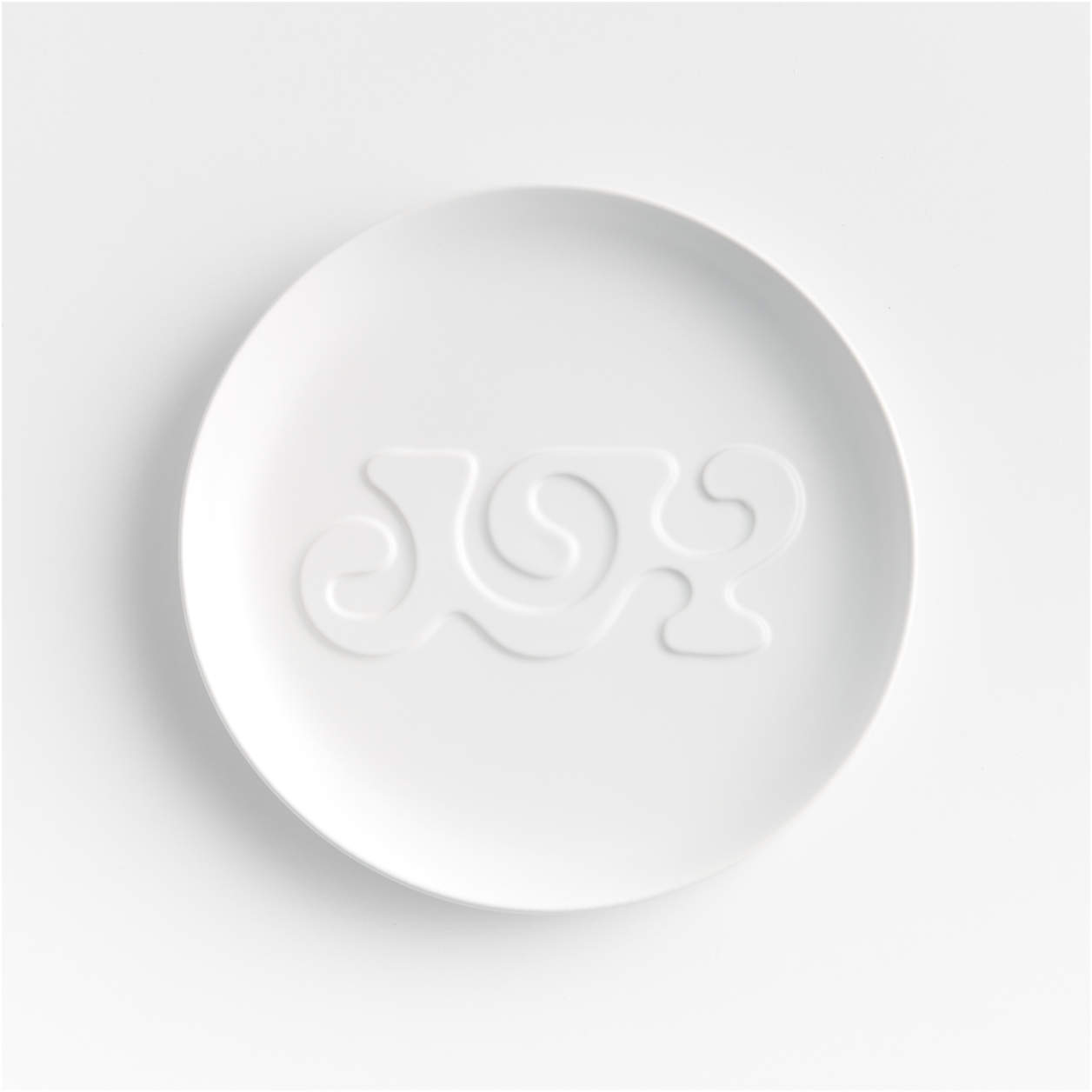 "Joy" White Ceramic Christmas Salad Plate by Lucia Eames | Crate ...