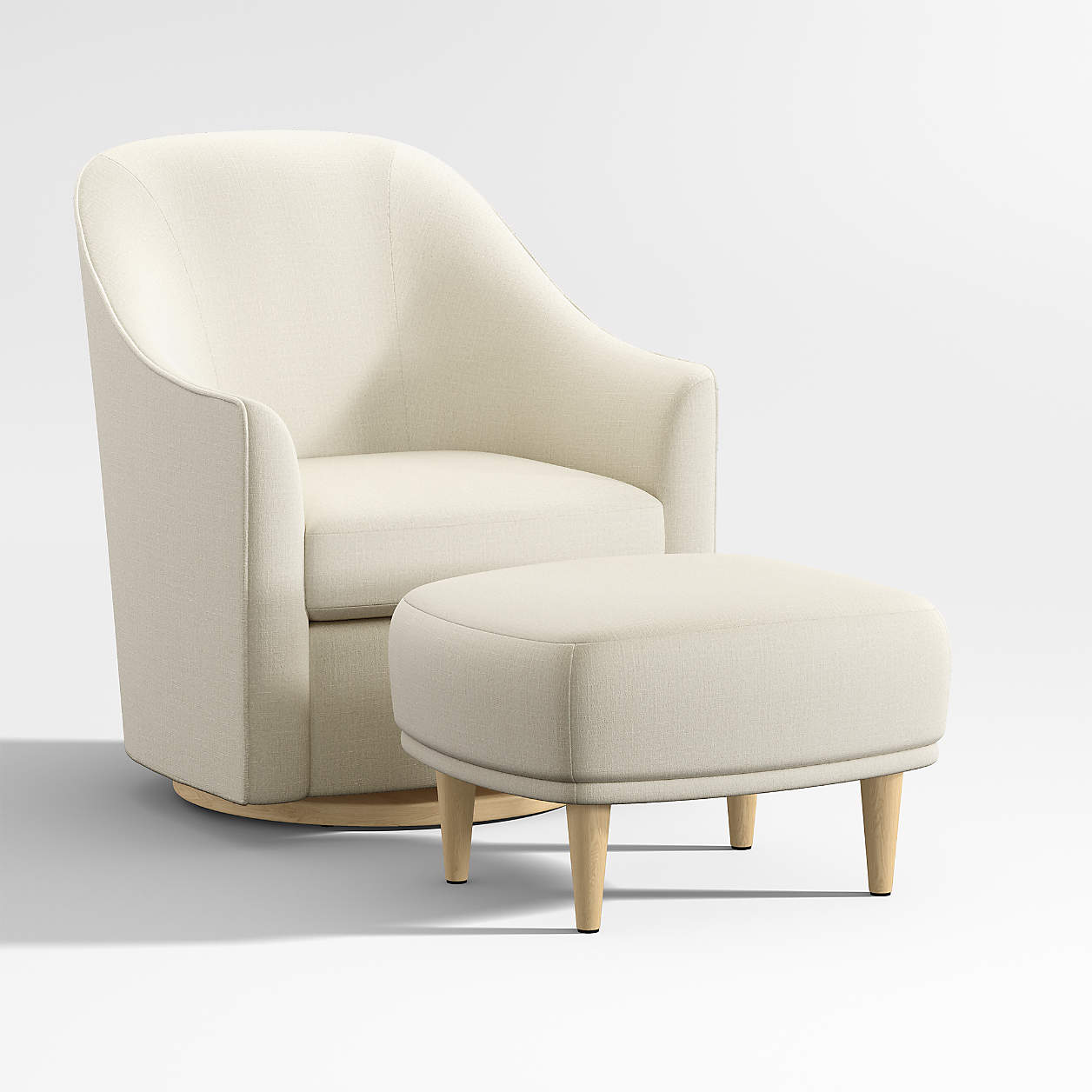 Lyric Natural Curved Nursery Swivel Glider Chair and Ottoman | Crate & Kids