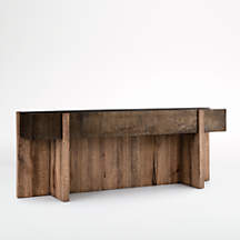 Mackinley 78.75" Rectangular Iron and Natural Oak Wood Console Table ...