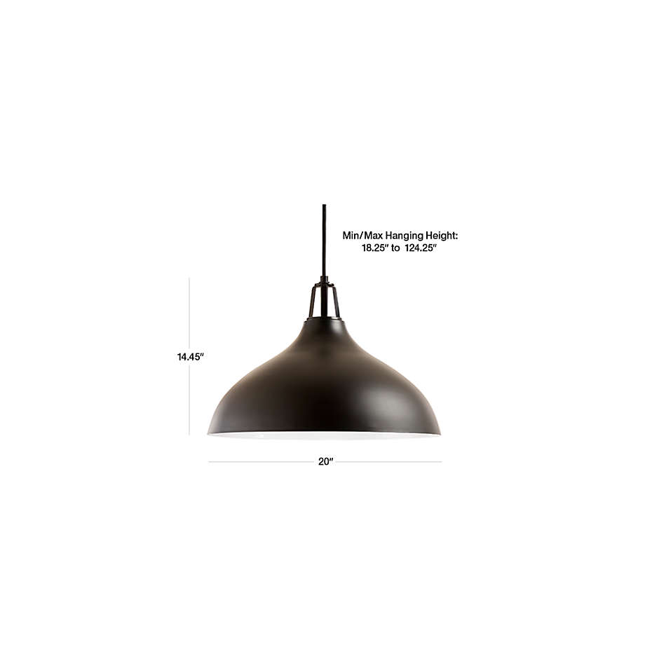 Maddox White Bell Pendant with Black Socket | Crate & Barrel