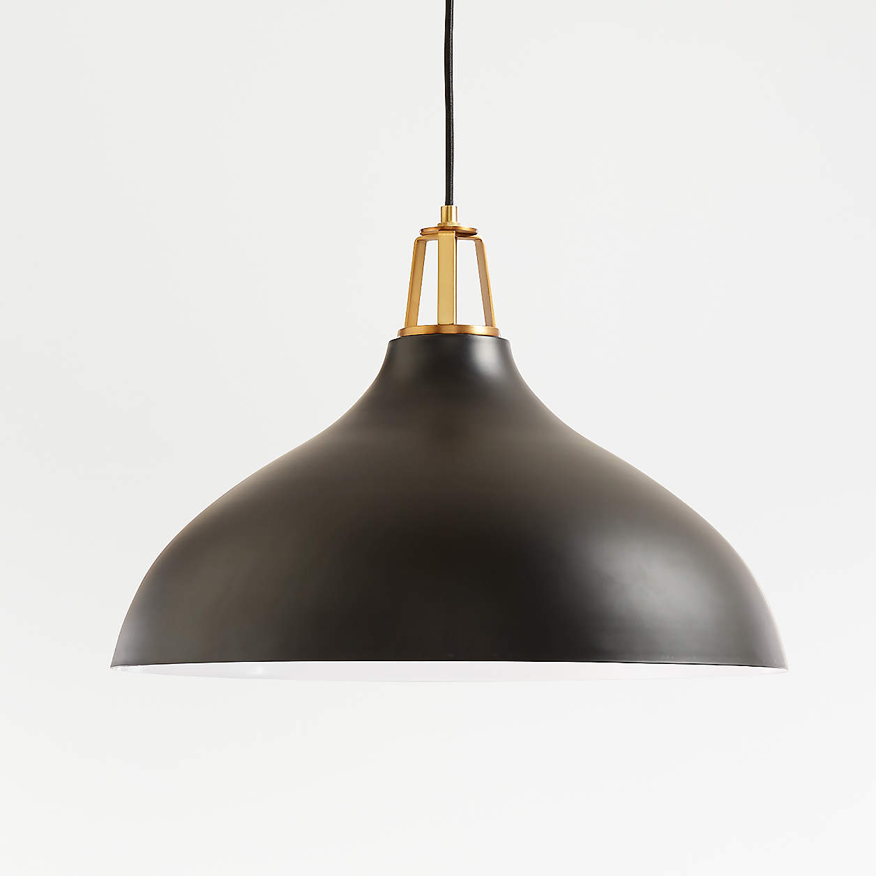 Maddox Black Bell Pendant with Brass Socket | Crate & Barrel