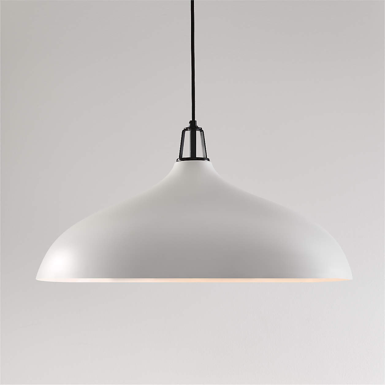 Maddox Oversized White Dome Pendant Light with Black Socket + Reviews ...