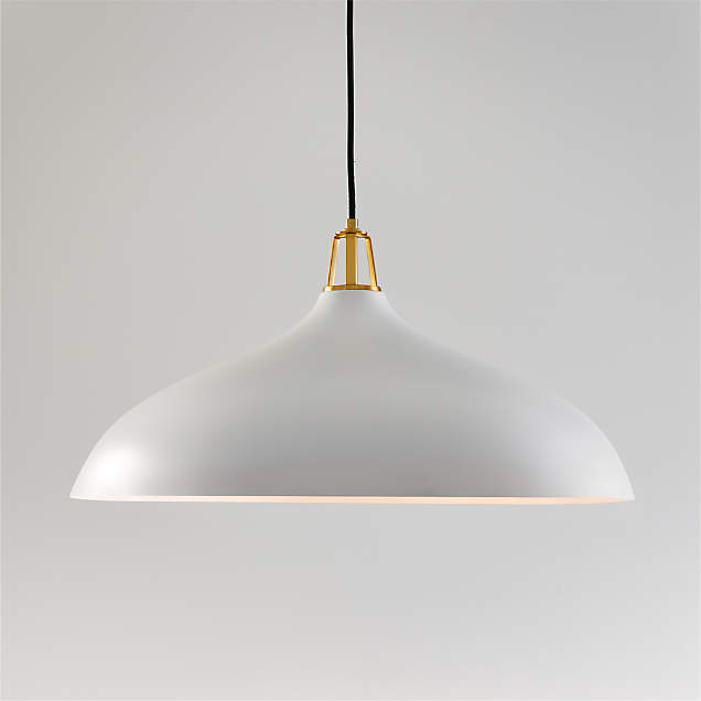 Maddox White Dome Large Pendant Light with Black Socket + Reviews ...