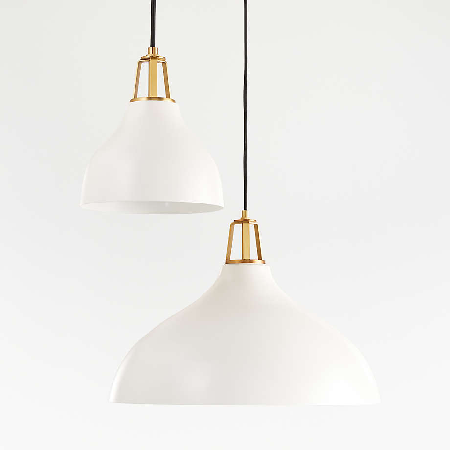 Maddox White Bell Pendant with Brass Socket | Crate & Barrel