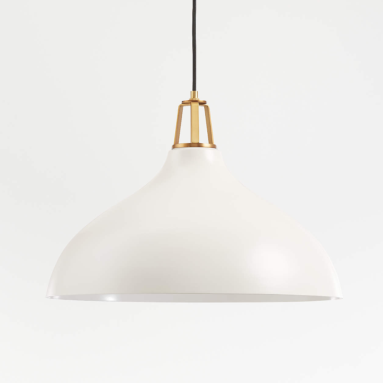 Maddox White Bell Pendant with Brass Socket | Crate and Barrel