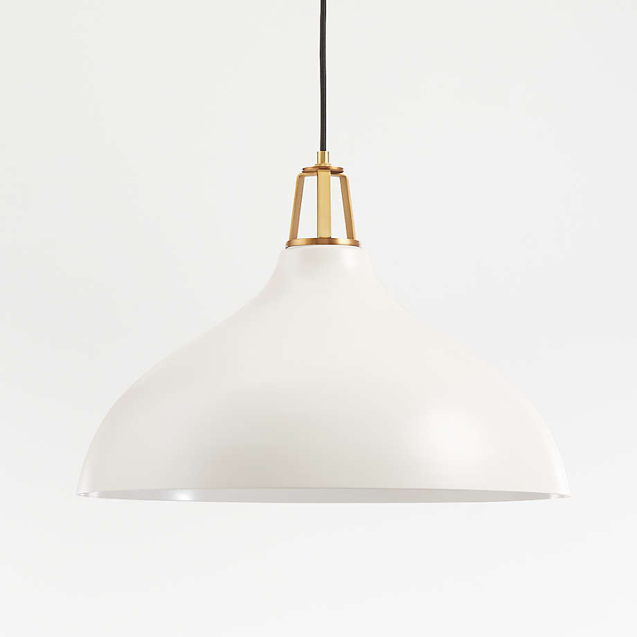 Maddox White Bell Pendant with Brass Socket | Crate & Barrel