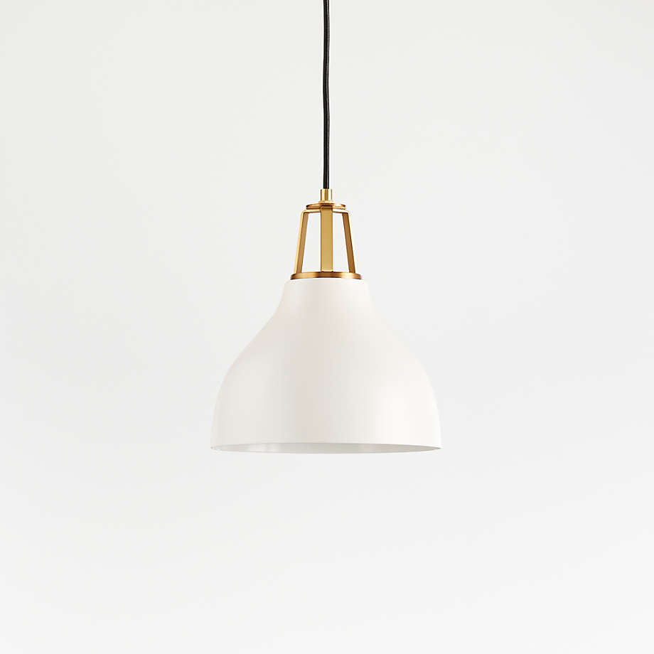 Maddox White Bell Pendant with Brass Socket | Crate & Barrel