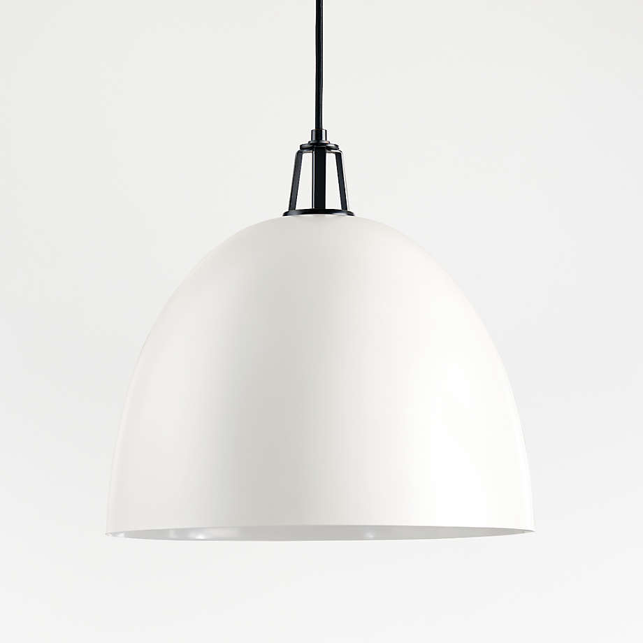 Maddox White Dome Large Pendant Light with Black Socket + Reviews ...