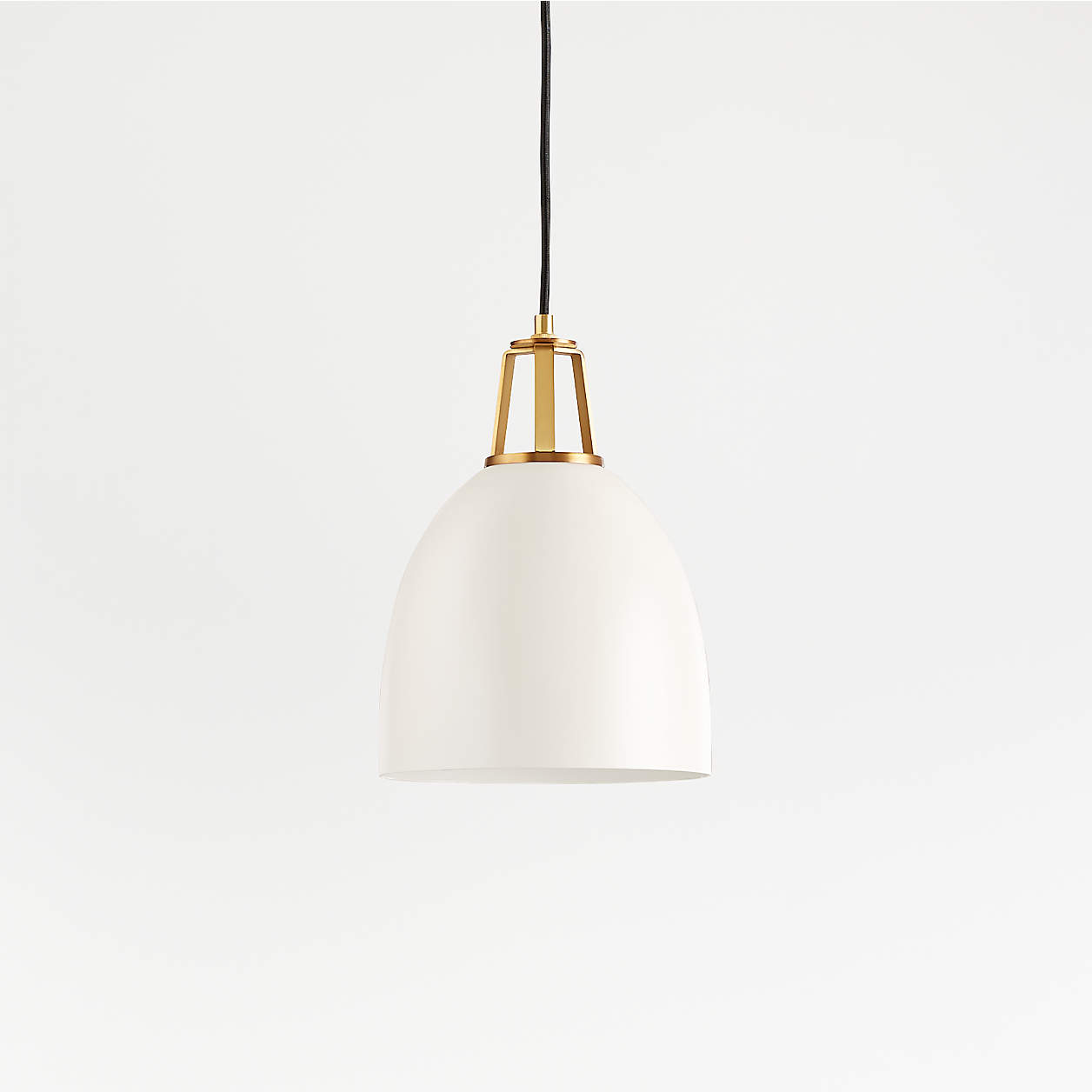Maddox White Dome Pendant Light with Brass Socket | Crate & Barrel